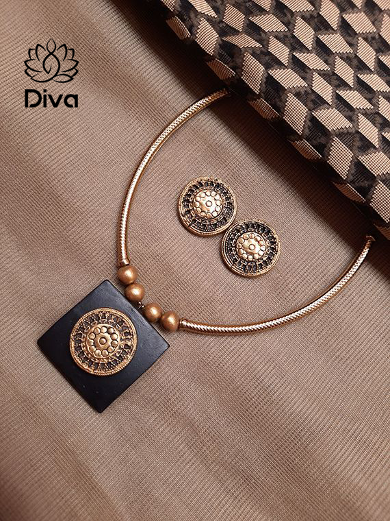 Black Gold Tube Terracotta Jewellery – Diva Creations Terracotta Jewellery