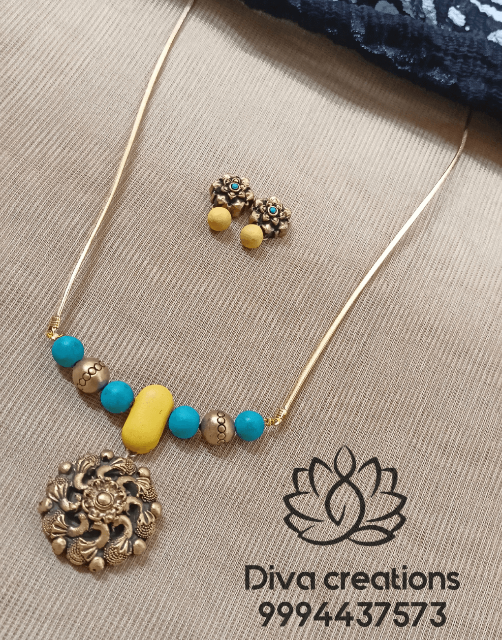 Yellow Floral Drop Terracotta Jewellery – Diva Creations Terracotta ...
