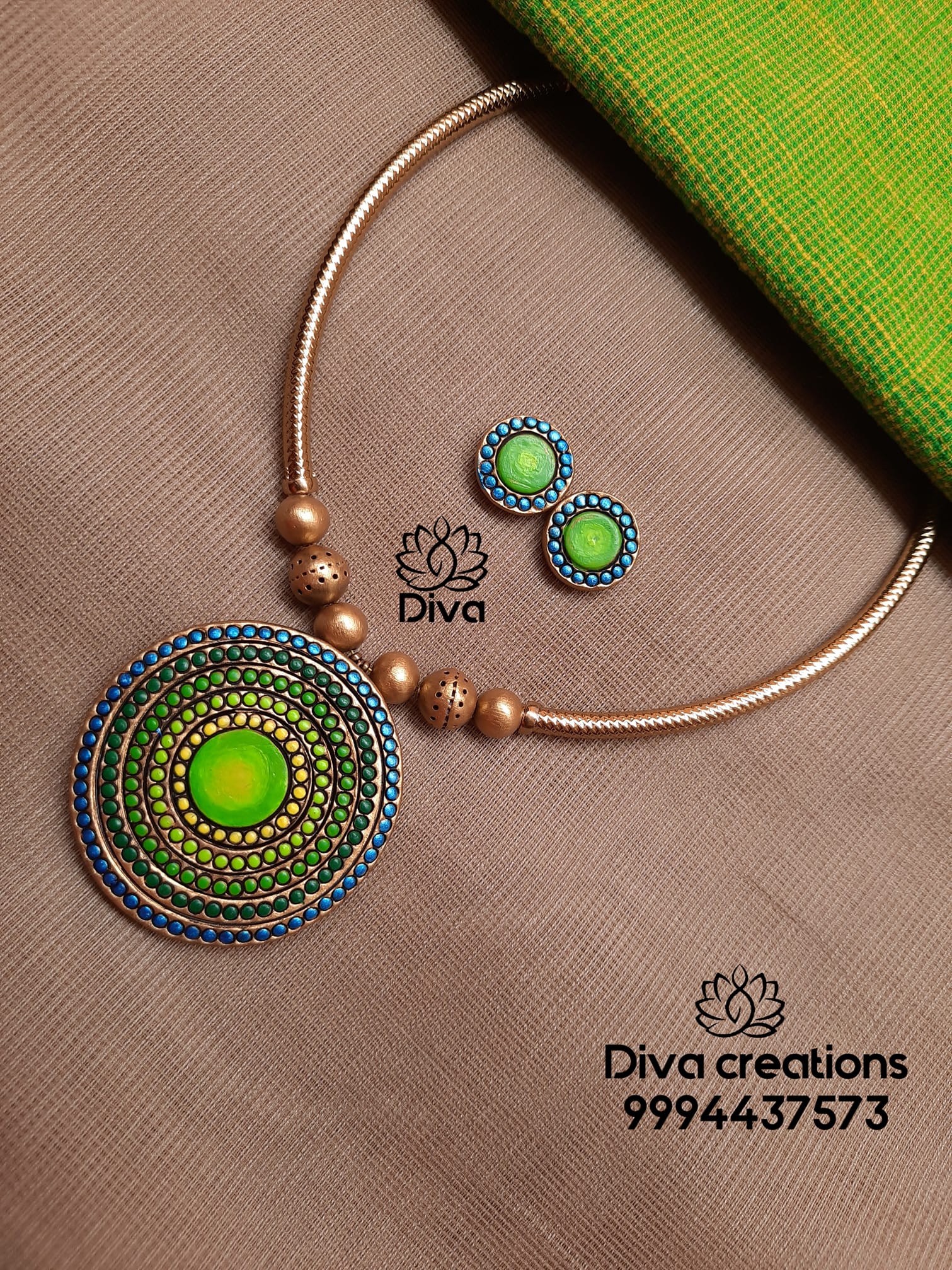 Shades of green terracotta jewellery – Diva Creations Terracotta Jewellery