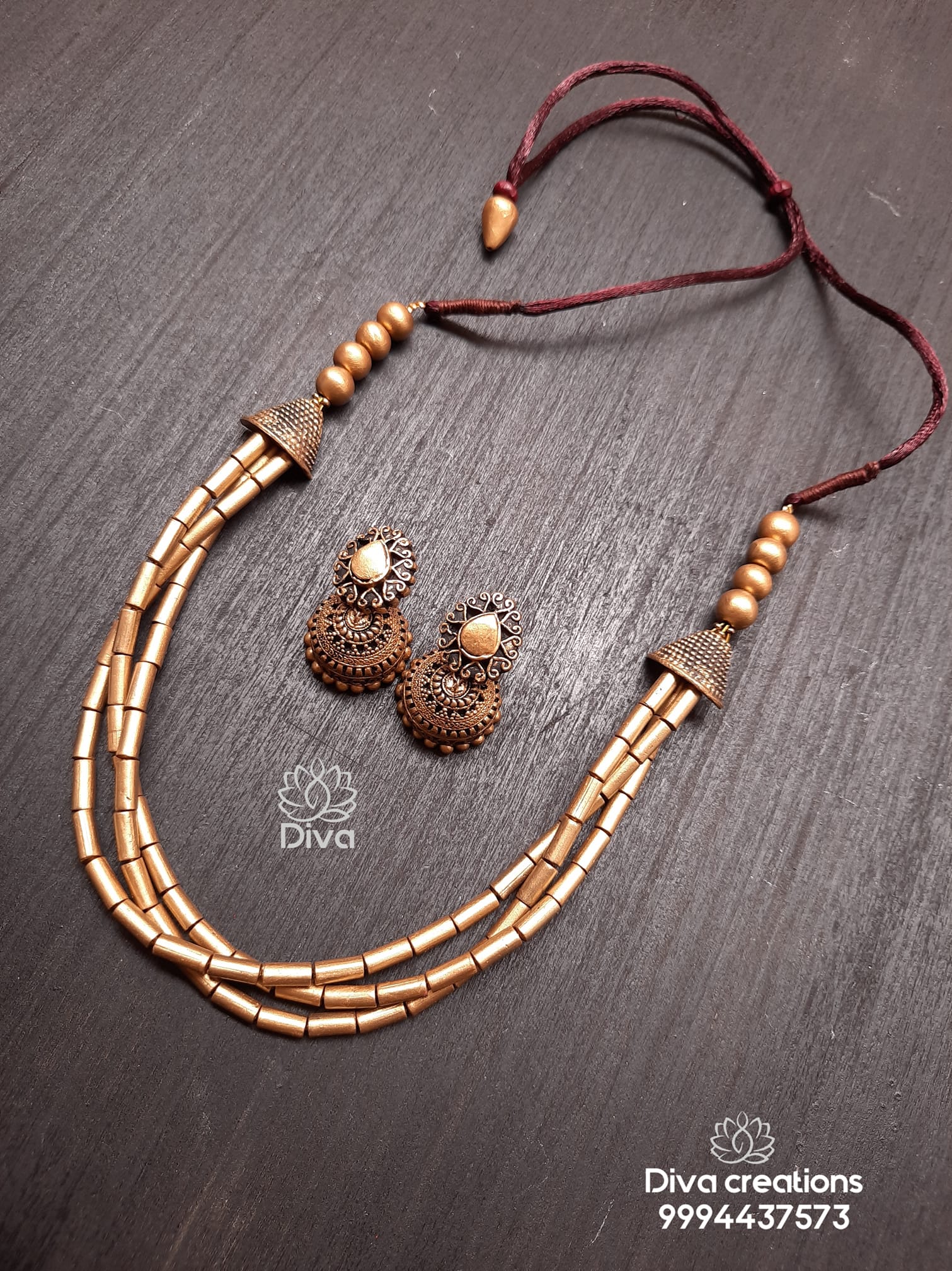 Triple layered tube terracotta jewellery – Diva Creations Terracotta ...