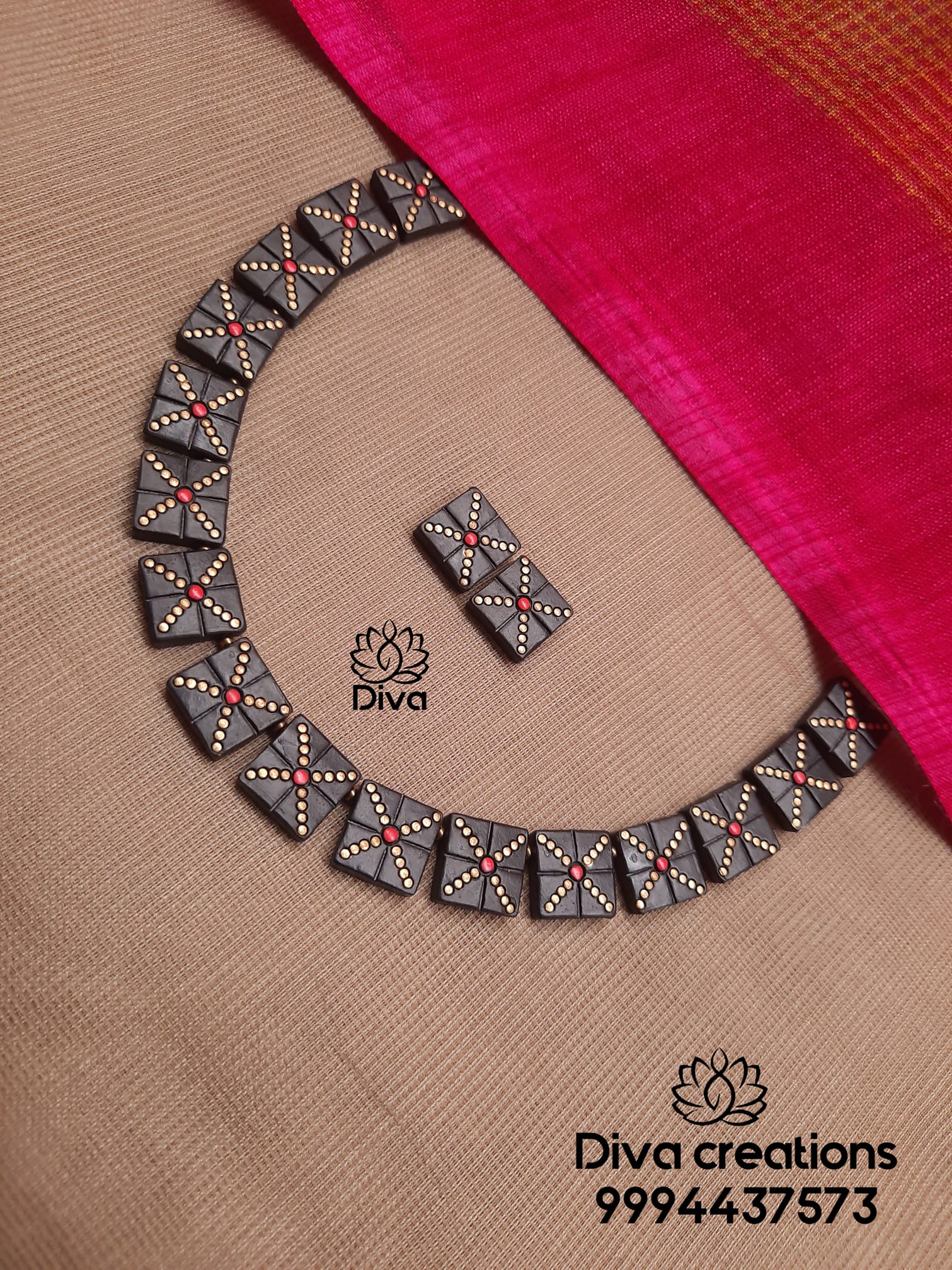 Black square terracotta jewellery – Diva Creations Terracotta Jewellery