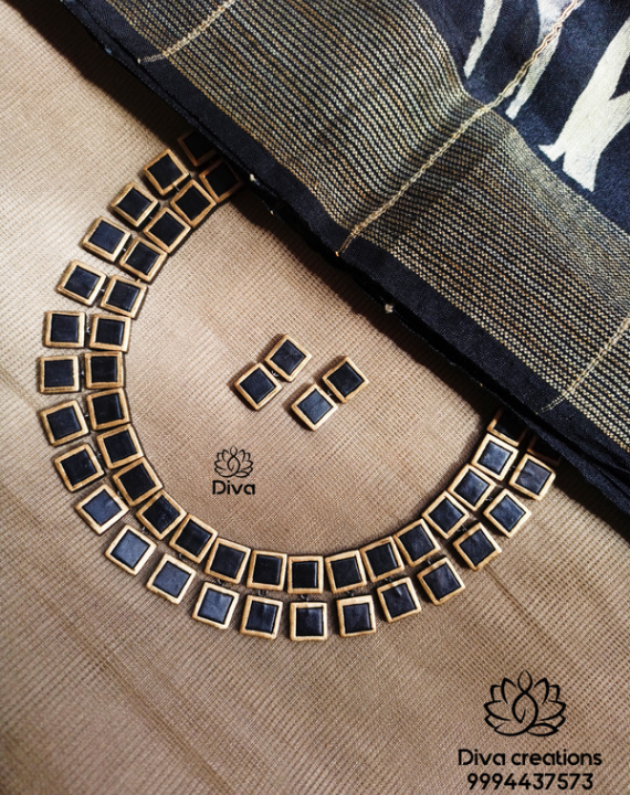 Black Squares Terracotta Jewellery – Diva Creations Terracotta Jewellery