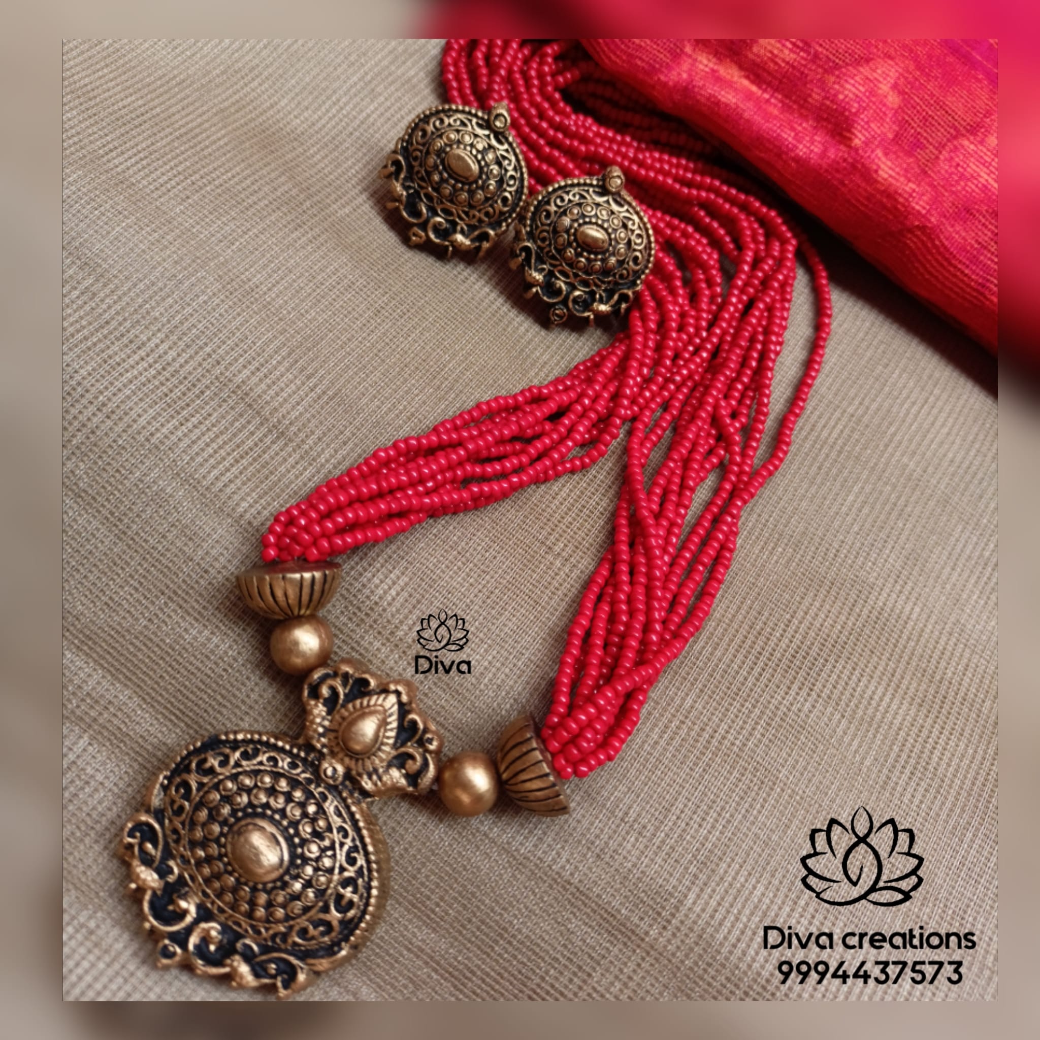 Red fusion bead terracotta jewellery – Diva Creations Terracotta Jewellery