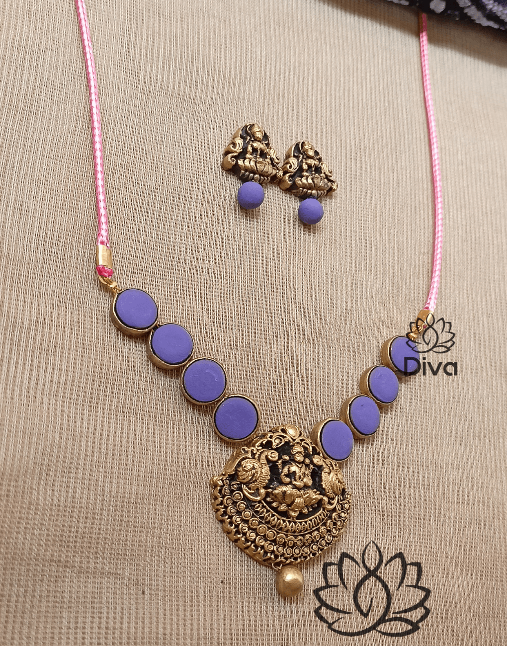 Purple Button Lakshmi Terracotta Jewellery – Diva Creations Terracotta ...