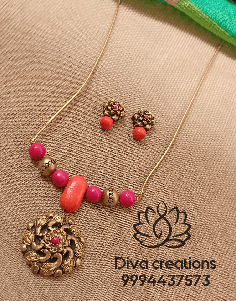Orange Floral Drop Terracotta Jewellery – Diva Creations Terracotta ...