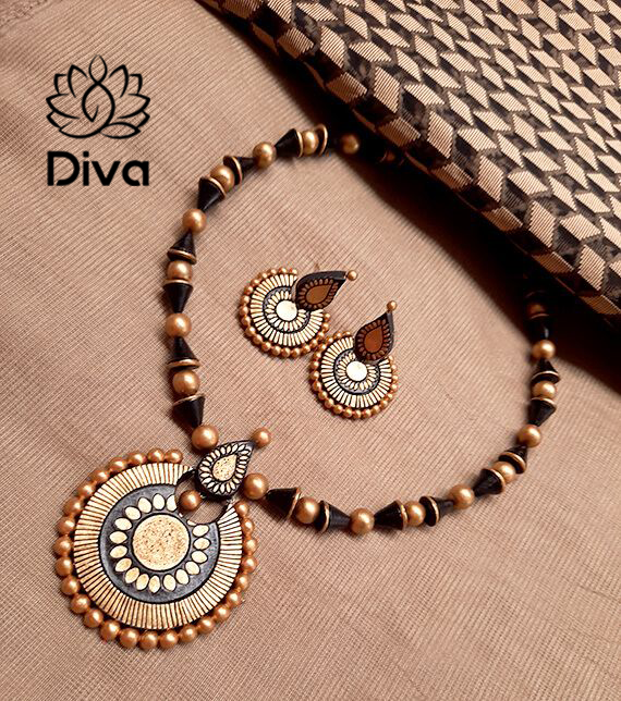 Newflanged Black Terracotta Jewellery – Diva Creations Terracotta Jewellery