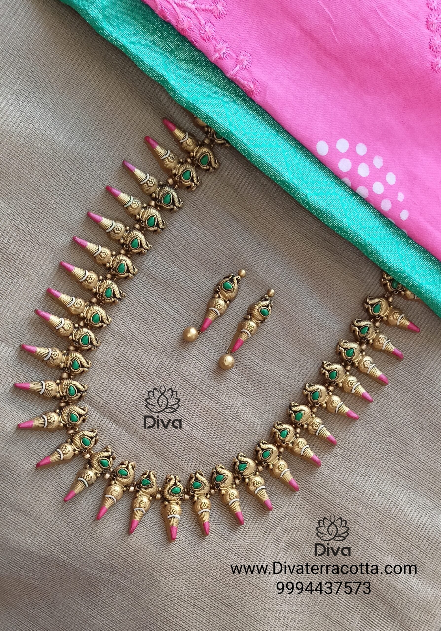 Spike Peacock Terracotta Jewellery – Diva Creations Terracotta Jewellery