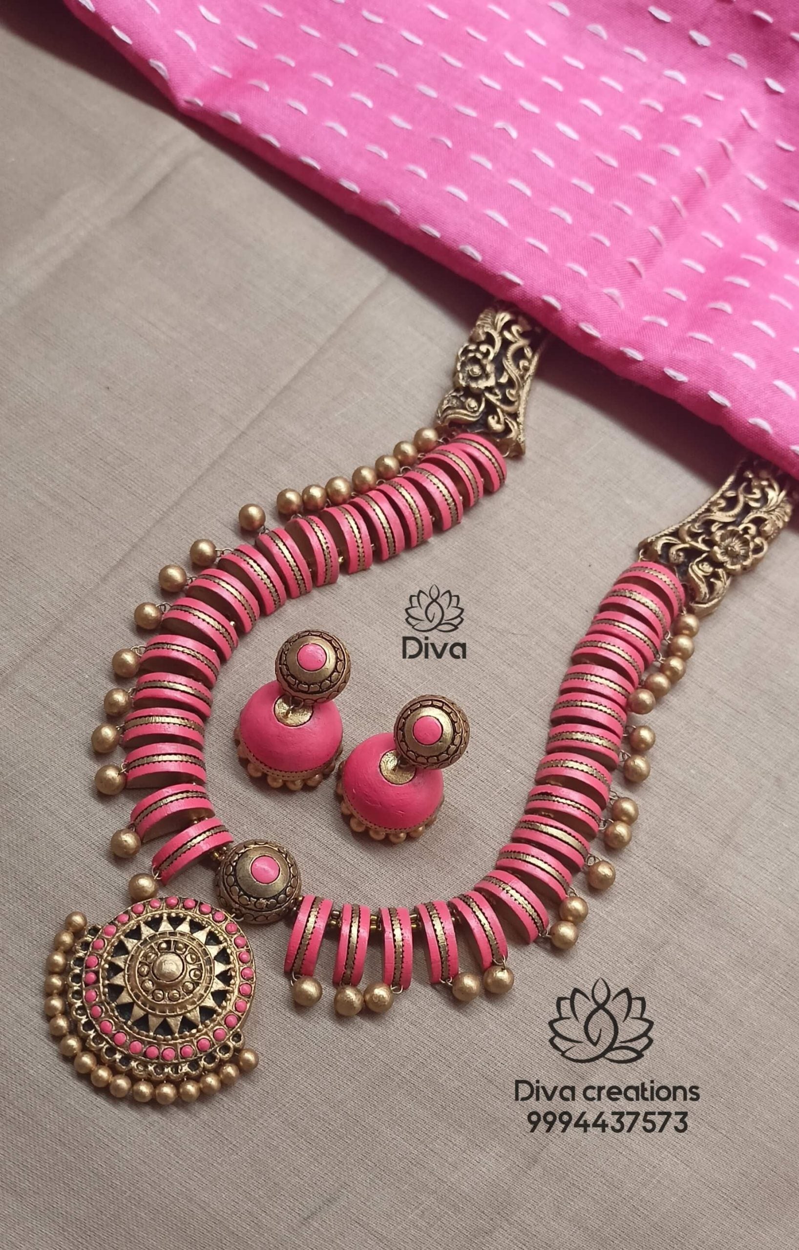 Lined Peach Terracotta Jewellery – Diva Creations Terracotta Jewellery