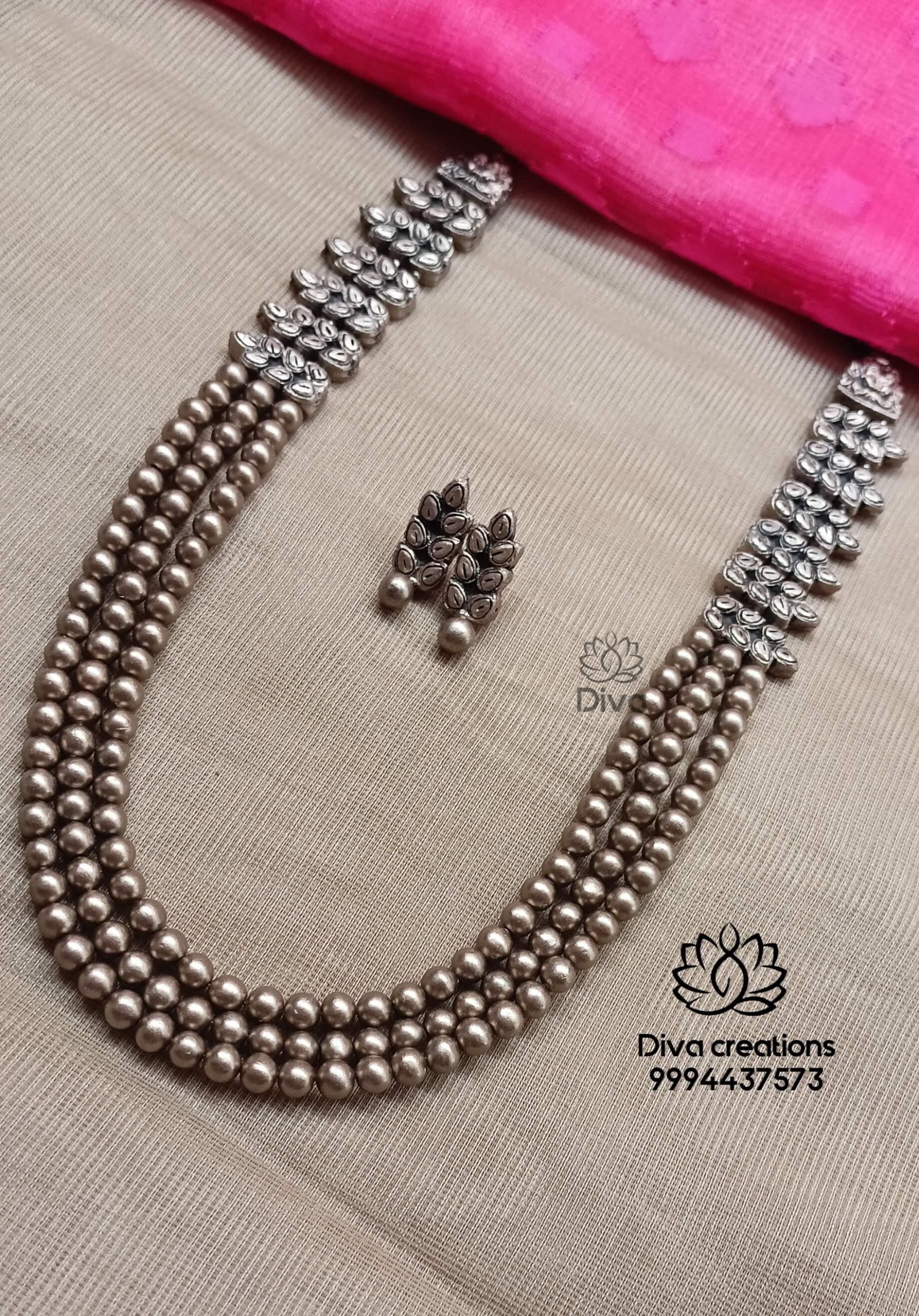 Silver 3 Layered Terracotta Jewellery – Diva Creations Terracotta Jewellery