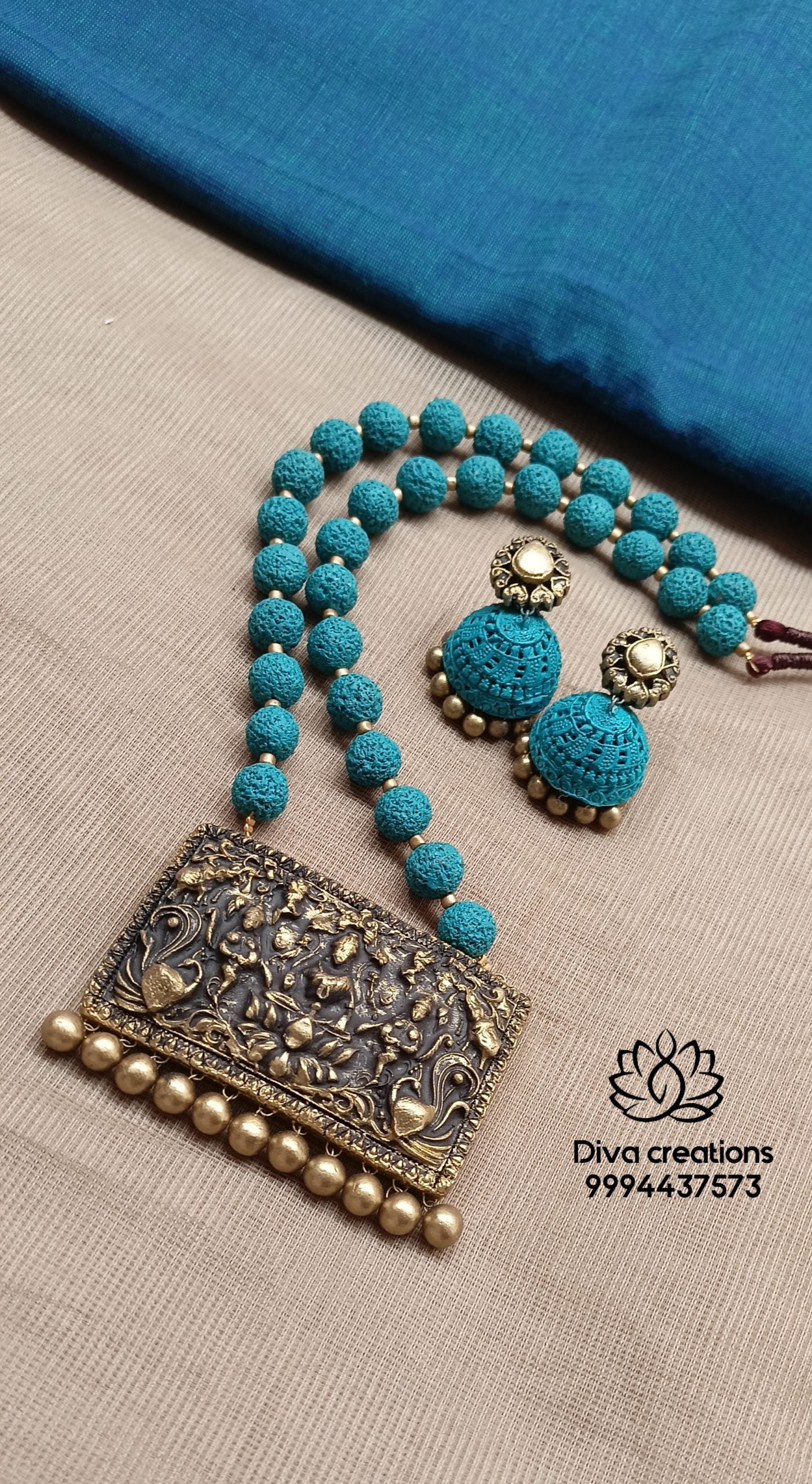 Blue staple terracotta jewellery – Diva Creations Terracotta Jewellery