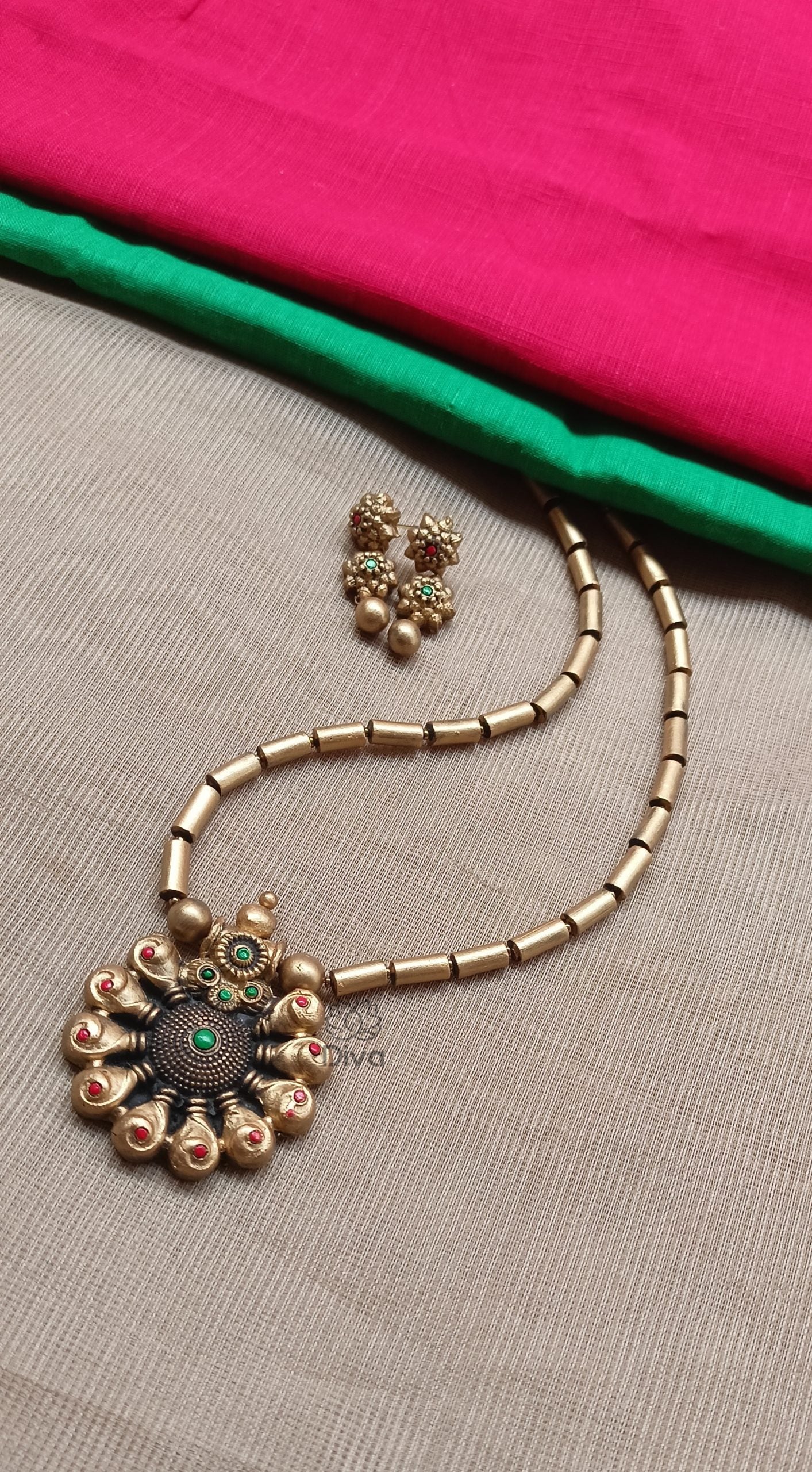 Double flower tube terracotta jewellery – Diva Creations Terracotta ...