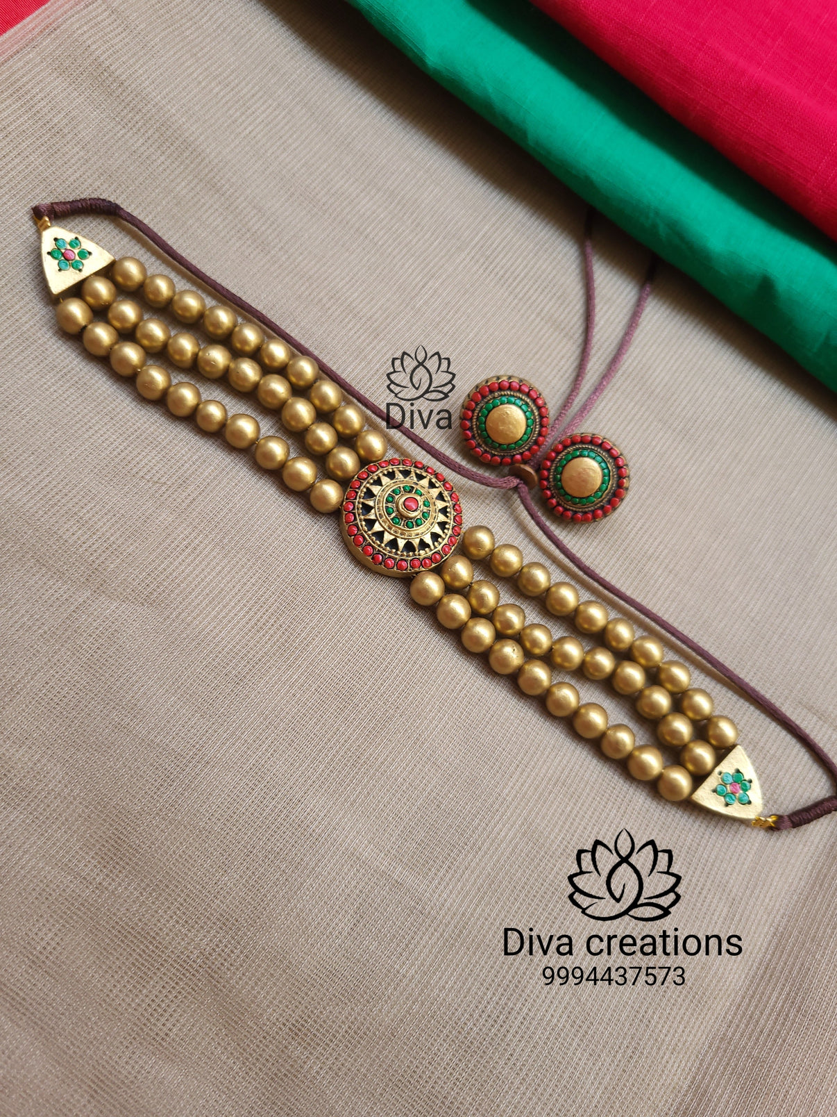 3 Layer Gold Terracotta Jewellery – Diva Creations Terracotta Jewellery